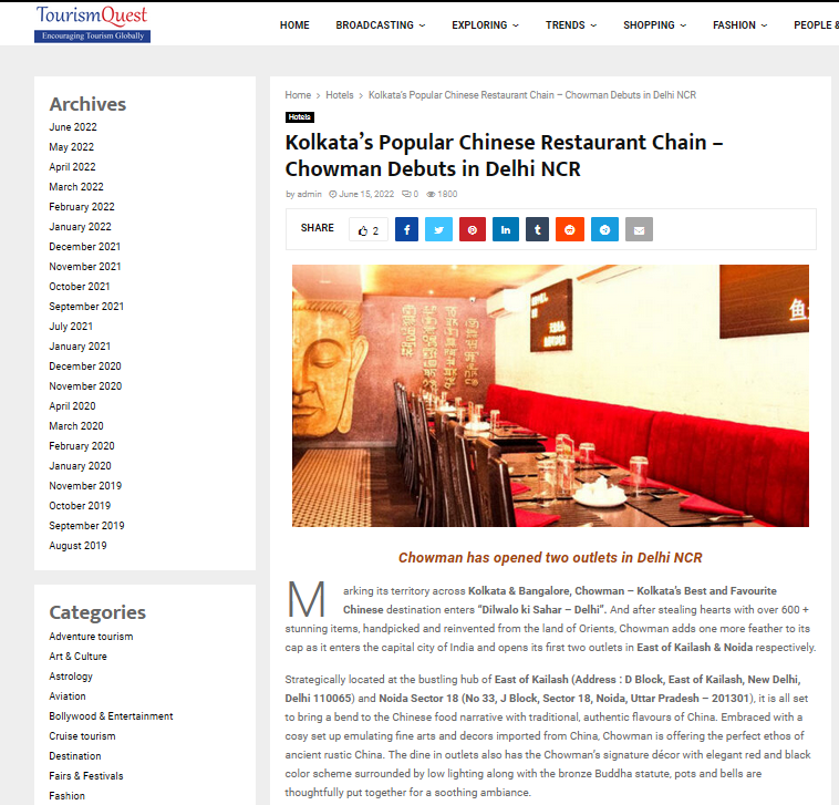 Chowman – a famous Chinese restaurant in Kolkata serving delicacies